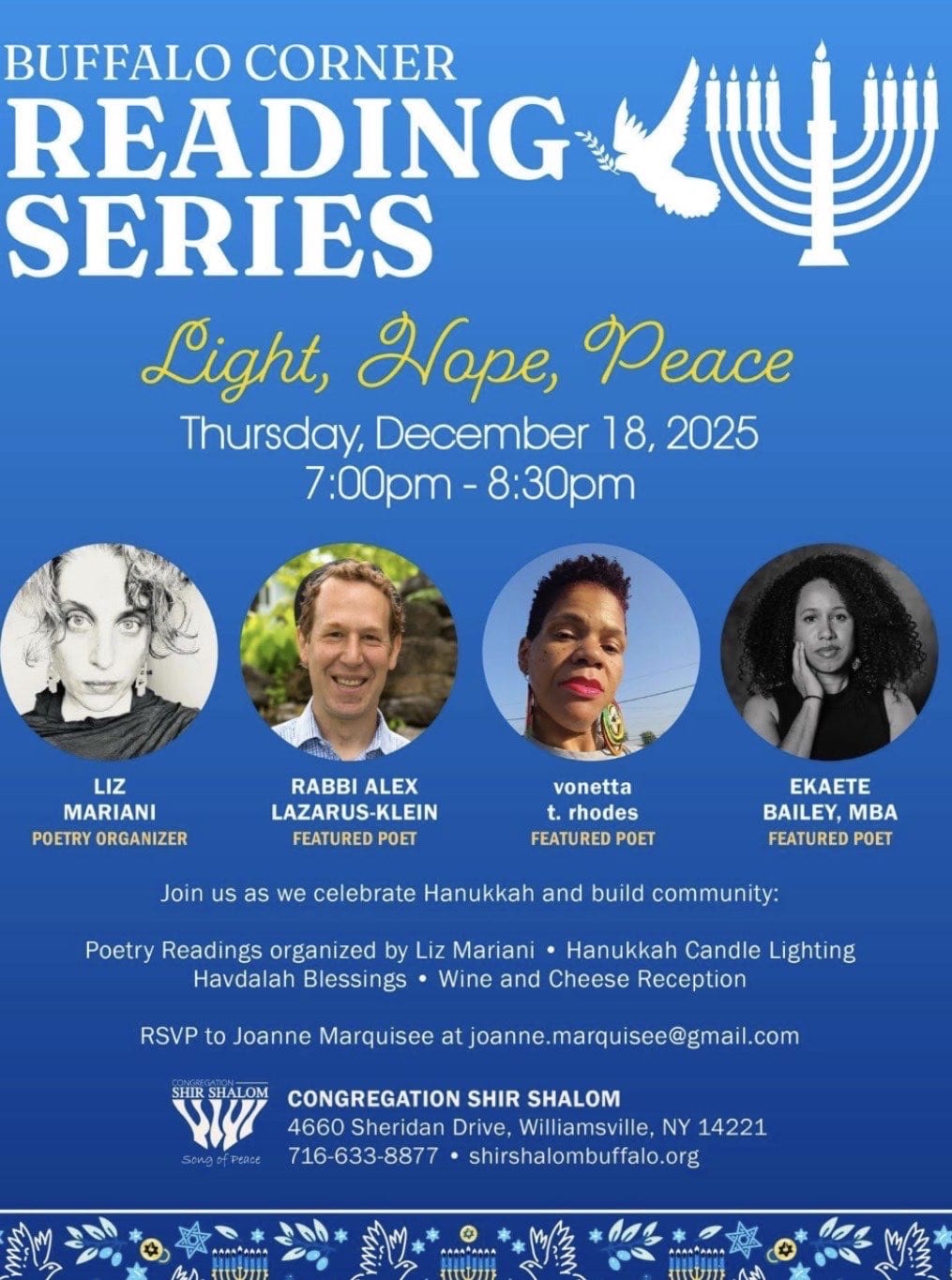 Buffalo Corner Reading Series - Light, Hope, Peace ⋆ Buffalo Jewish ...